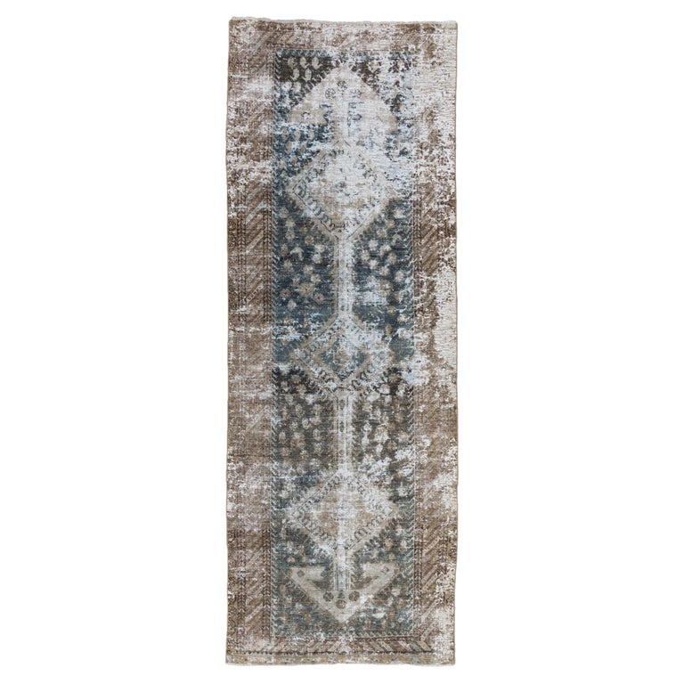 Distressed Vintage Persian Runner Rug For Sale at 1stDibs