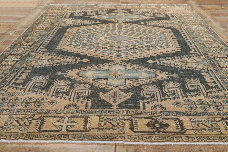 Distressed Vintage Persian Viss Rug For Sale at 1stDibs