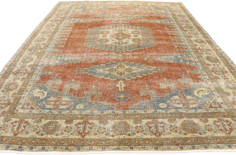 Distressed Vintage Persian Viss Rug with Rustic Tribal Style For Sale ...