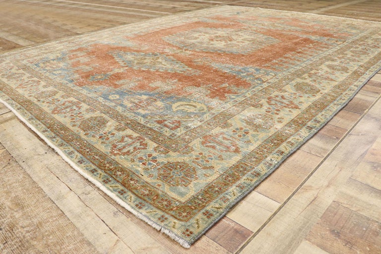 Distressed Vintage Persian Viss Rug with Rustic Tribal Style For Sale ...