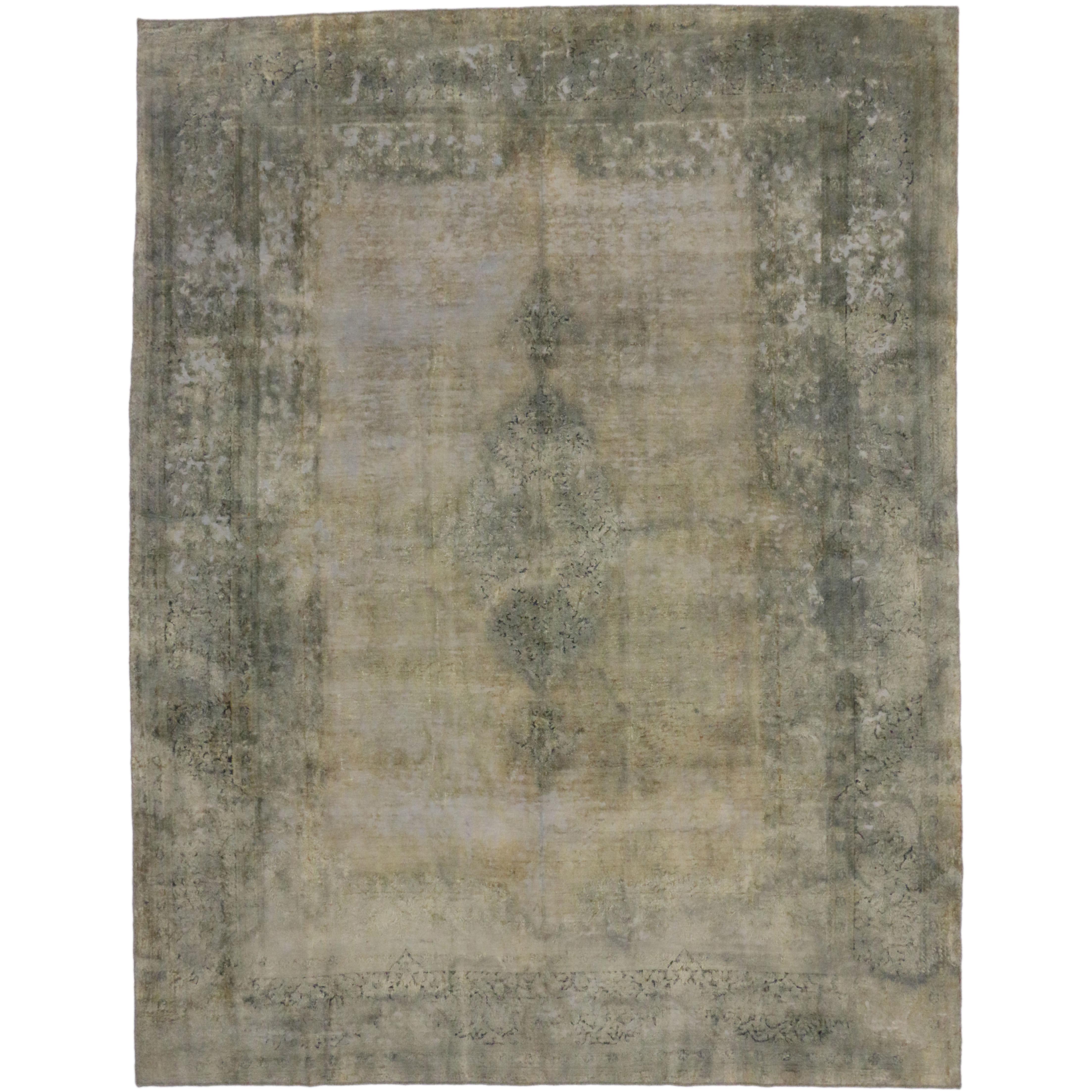 Distressed Vintage Turkish Area Rug with Modern Industrial Luxe Style ...