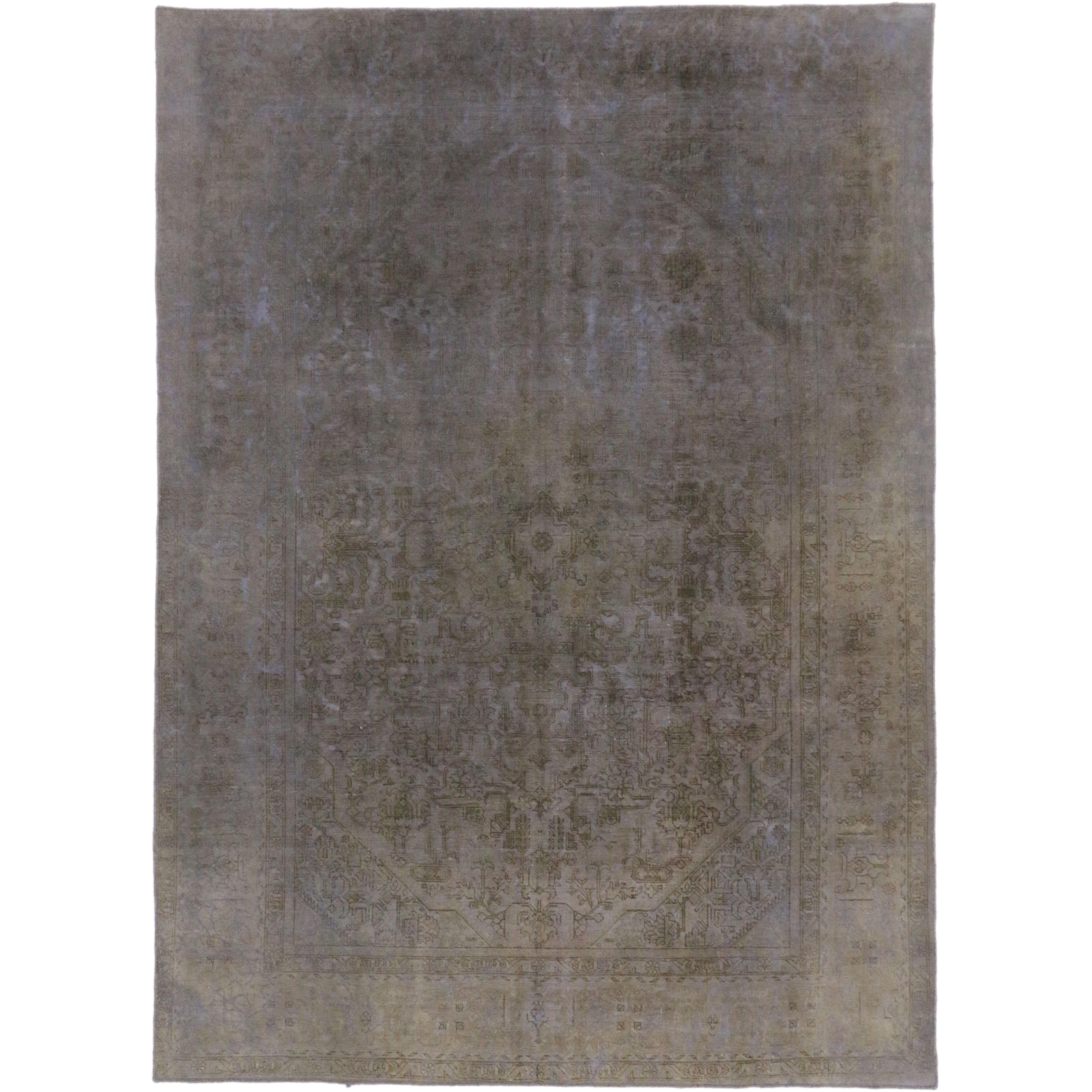 Distressed Vintage Turkish Area Rug with Modern Industrial Luxe Style ...