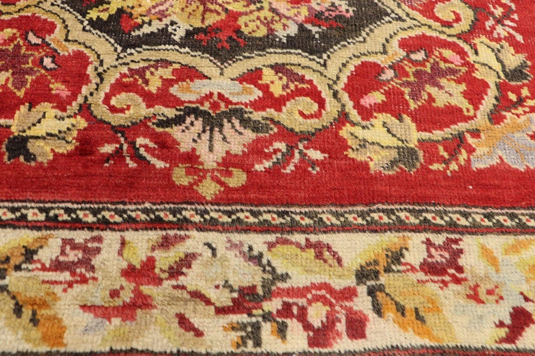 Distressed Vintage Turkish Oushak Hallway Runner with Rustic Baroque ...