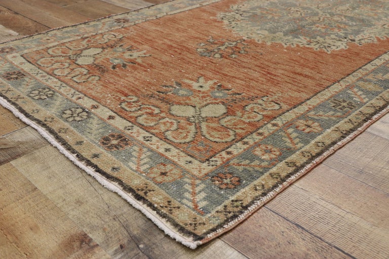 Distressed Vintage Turkish Oushak Runner with Romantic French Country ...