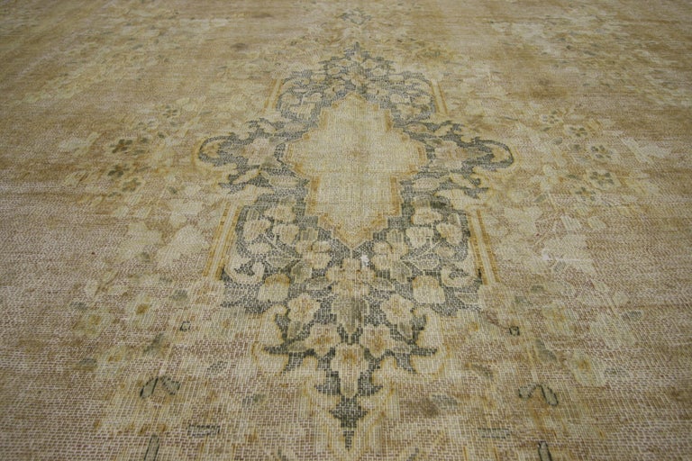 Distressed Vintage Turkish Oversized Rug with Shabby Chic Farmhouse ...