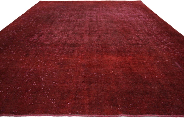 Distressed Vintage Turkish Red Overdyed Rug with Luxe Style For Sale at ...
