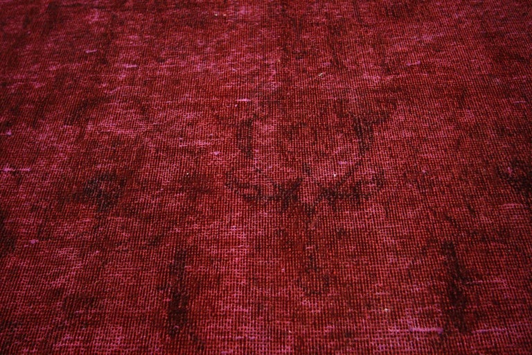 Distressed Vintage Turkish Red Overdyed Rug with Luxe Style For Sale at ...