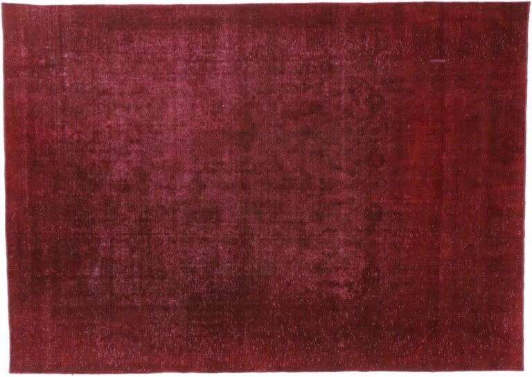 Distressed Vintage Turkish Red Overdyed Rug with Luxe Style For Sale at ...