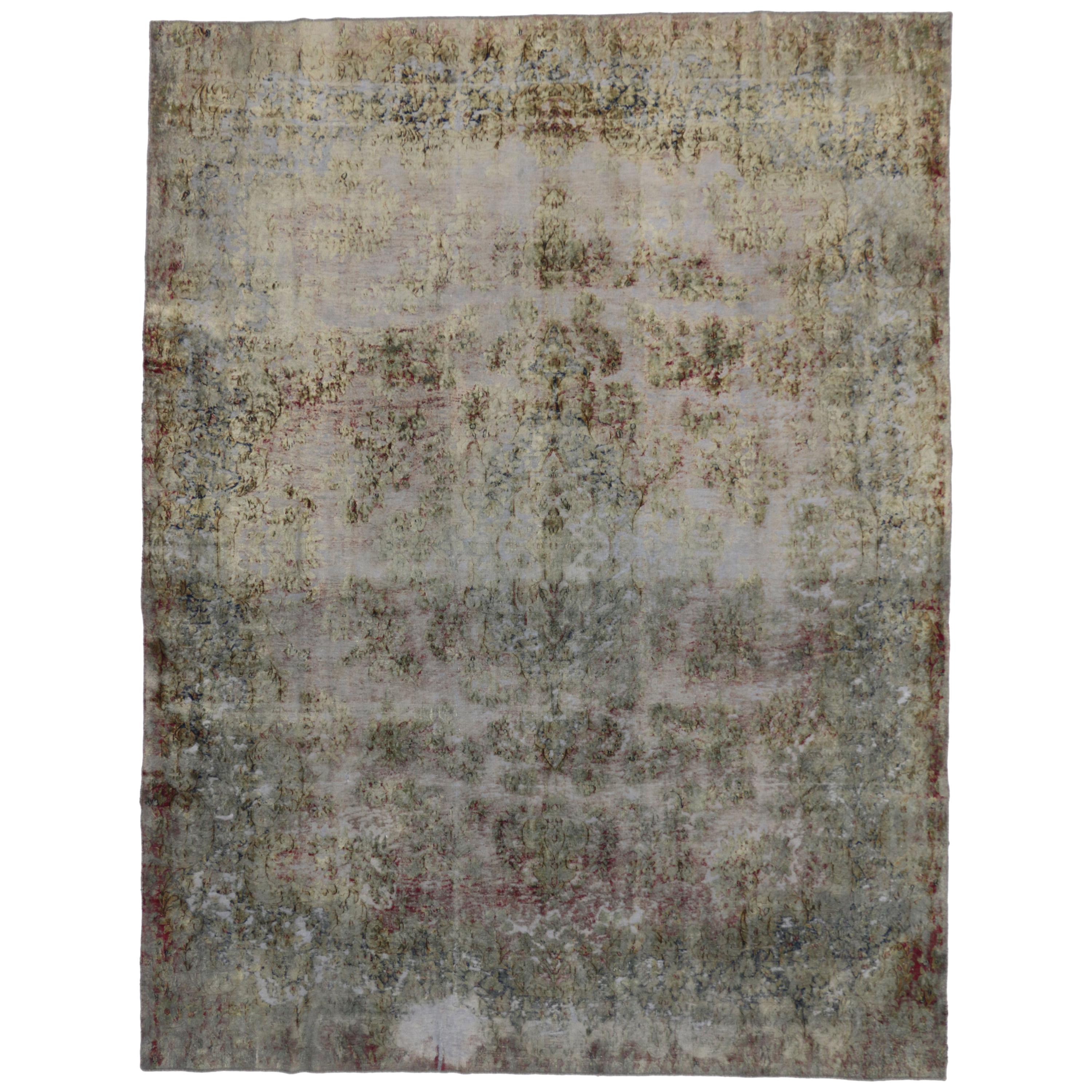 Distressed Vintage Turkish Rug with Rustic Modern Brick Design For Sale ...
