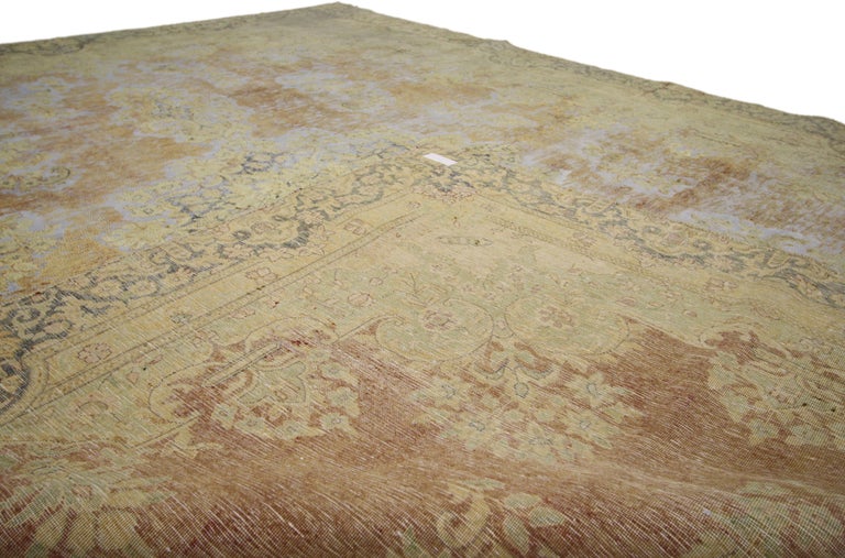 Distressed Vintage Turkish Rug with Shabby Chic Farmhouse Style For ...