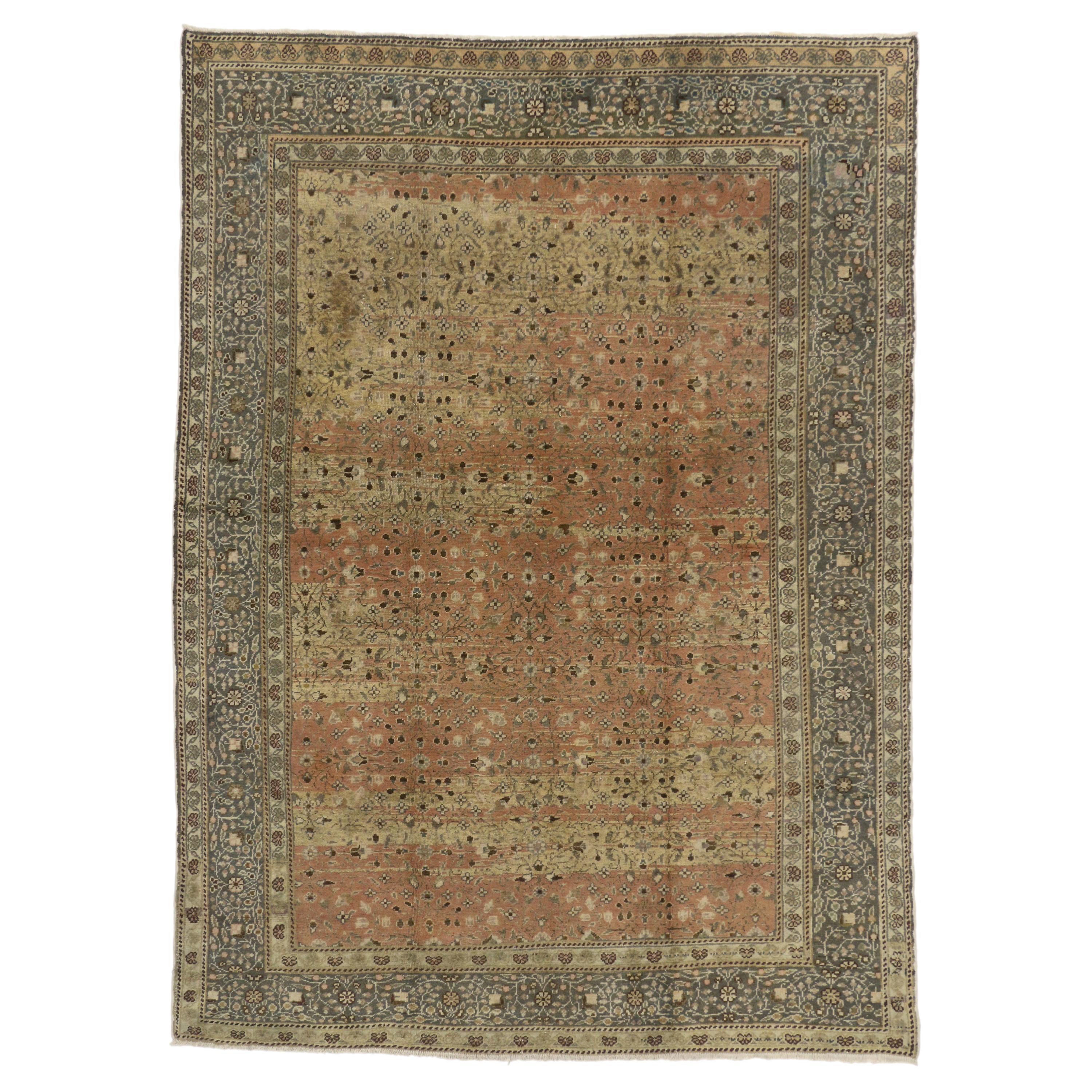 Distressed Turkish Sivas Rug with Shabby Chic Shaker-Gustavian ...