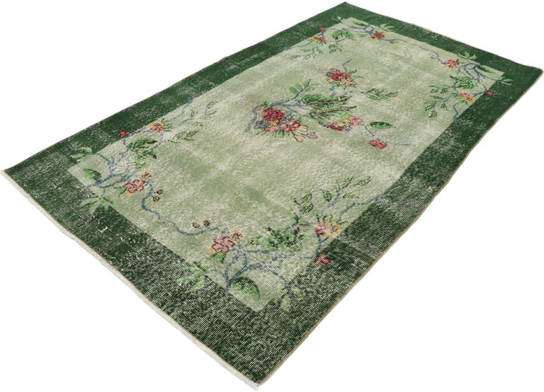 Distressed Vintage Turkish Sivas Rug with Romantic Hollywood Regency ...