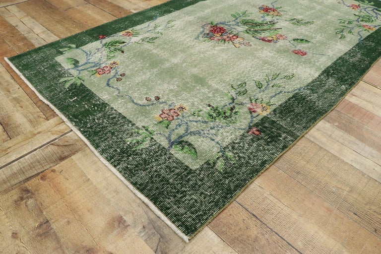 Distressed Vintage Turkish Sivas Rug with Romantic Hollywood Regency ...
