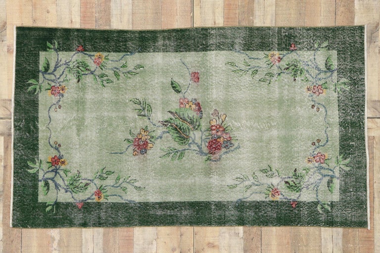 Distressed Vintage Turkish Sivas Rug with Romantic Hollywood Regency ...