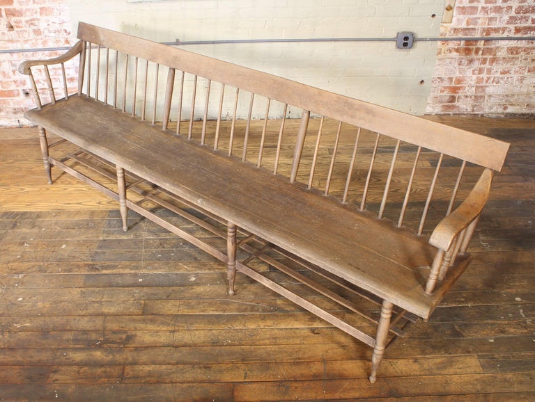 Distressed Windsor Deacon's Wooden Bench at 1stDibs | distressed wooden ...