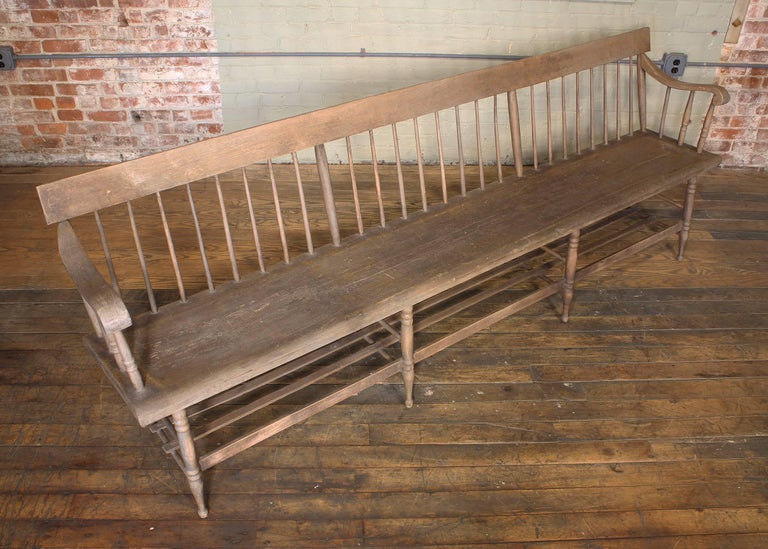 Distressed Windsor Deacon's Wooden Bench at 1stDibs | distressed wooden ...