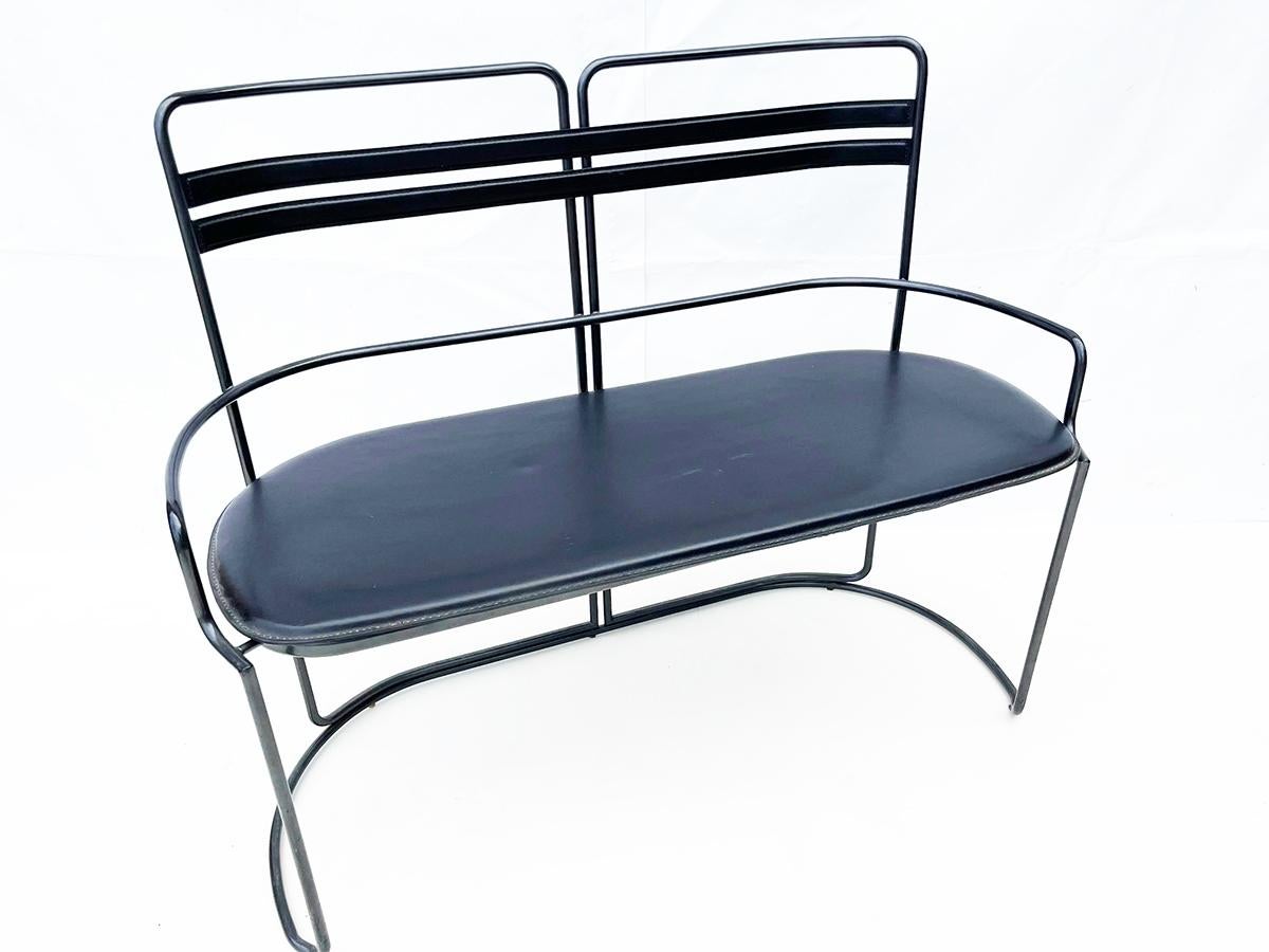 Vintage 80s Leather and Metal Sofa -Top Design For Sale at 1stDibs