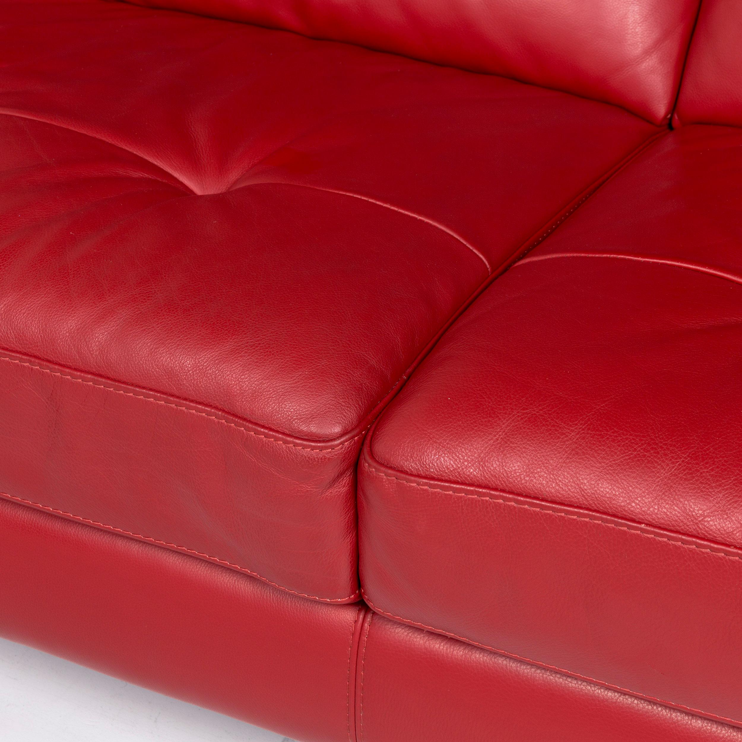 Divanotti Leona Leather Corner Sofa Red Sofa Electric Function ...