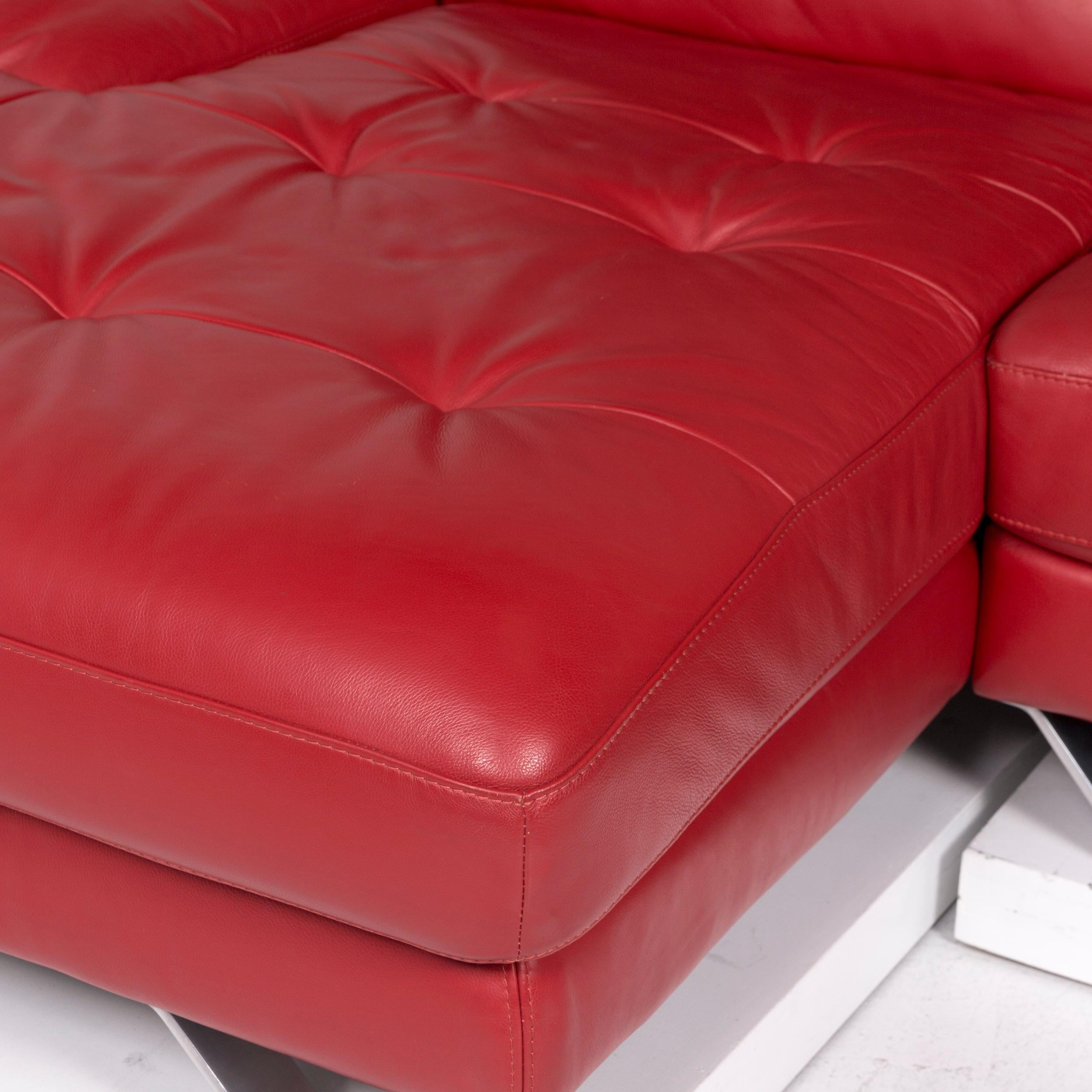 Divanotti Leona Leather Corner Sofa Red Sofa Electric Function ...