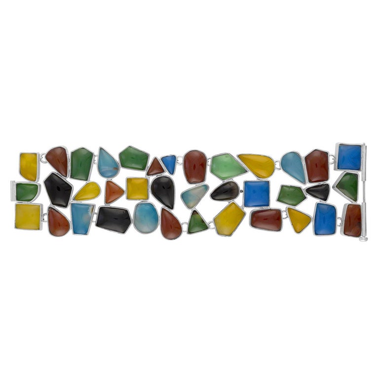 Diversity Rocks Bracelet in Silver with Multicolored Agate Stones For ...