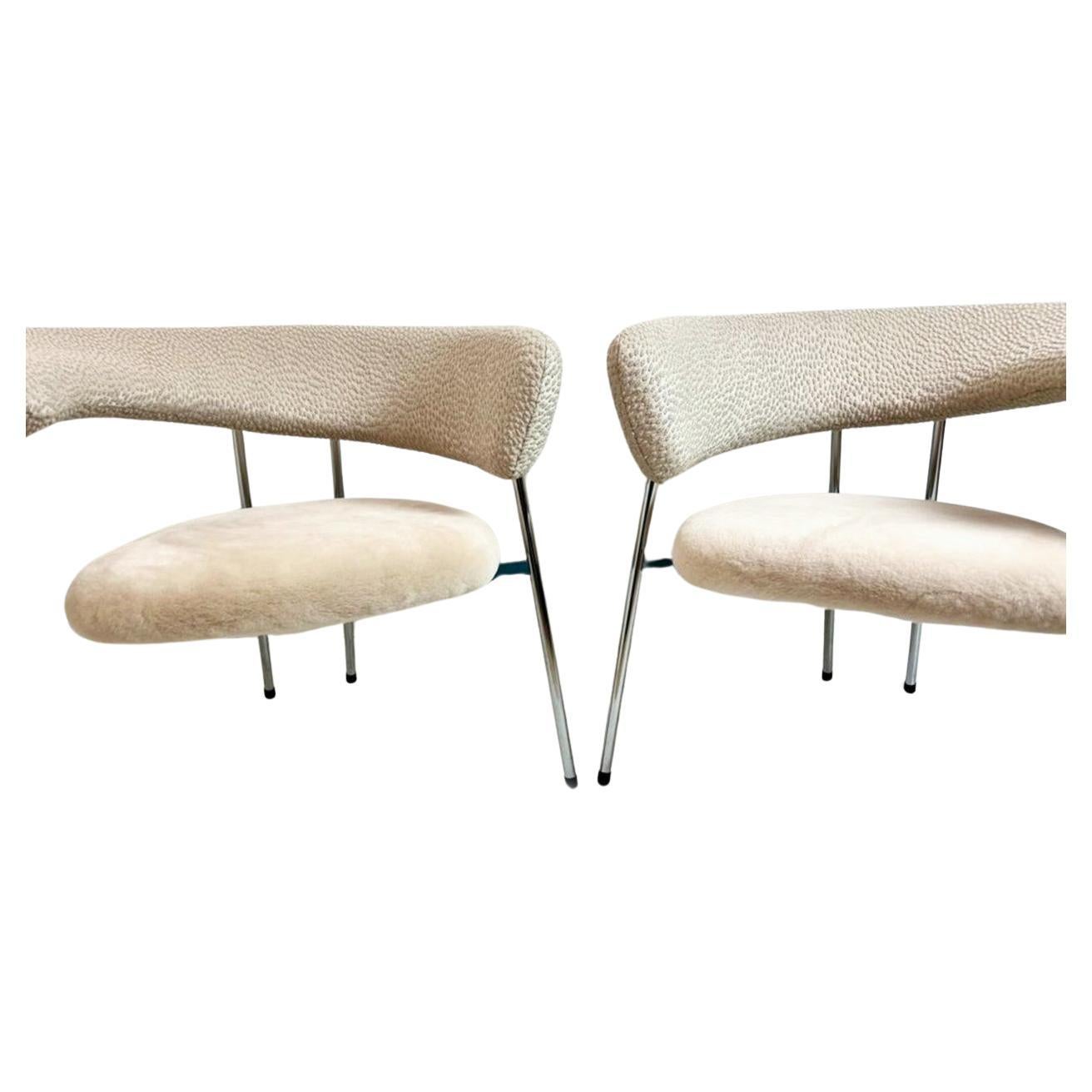 Divi Divi Reupholstered Fauteuils with scheepskin Leolux, 1987 For Sale ...