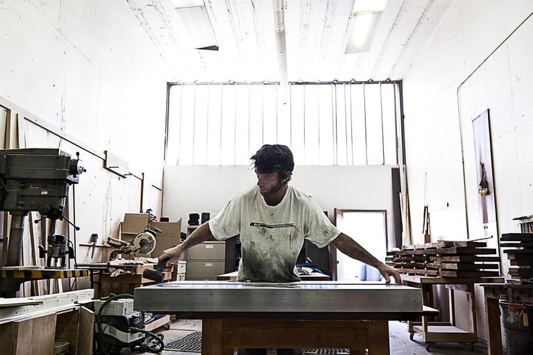 "Divided Lands" Etched Zinc Round Dining Table by Artist/Designer ...