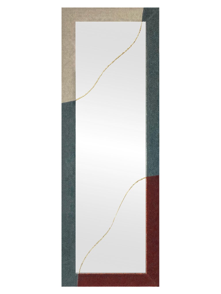 Divine Mirror with Upholstered Frame in Yeti Mohair For Sale at 1stDibs