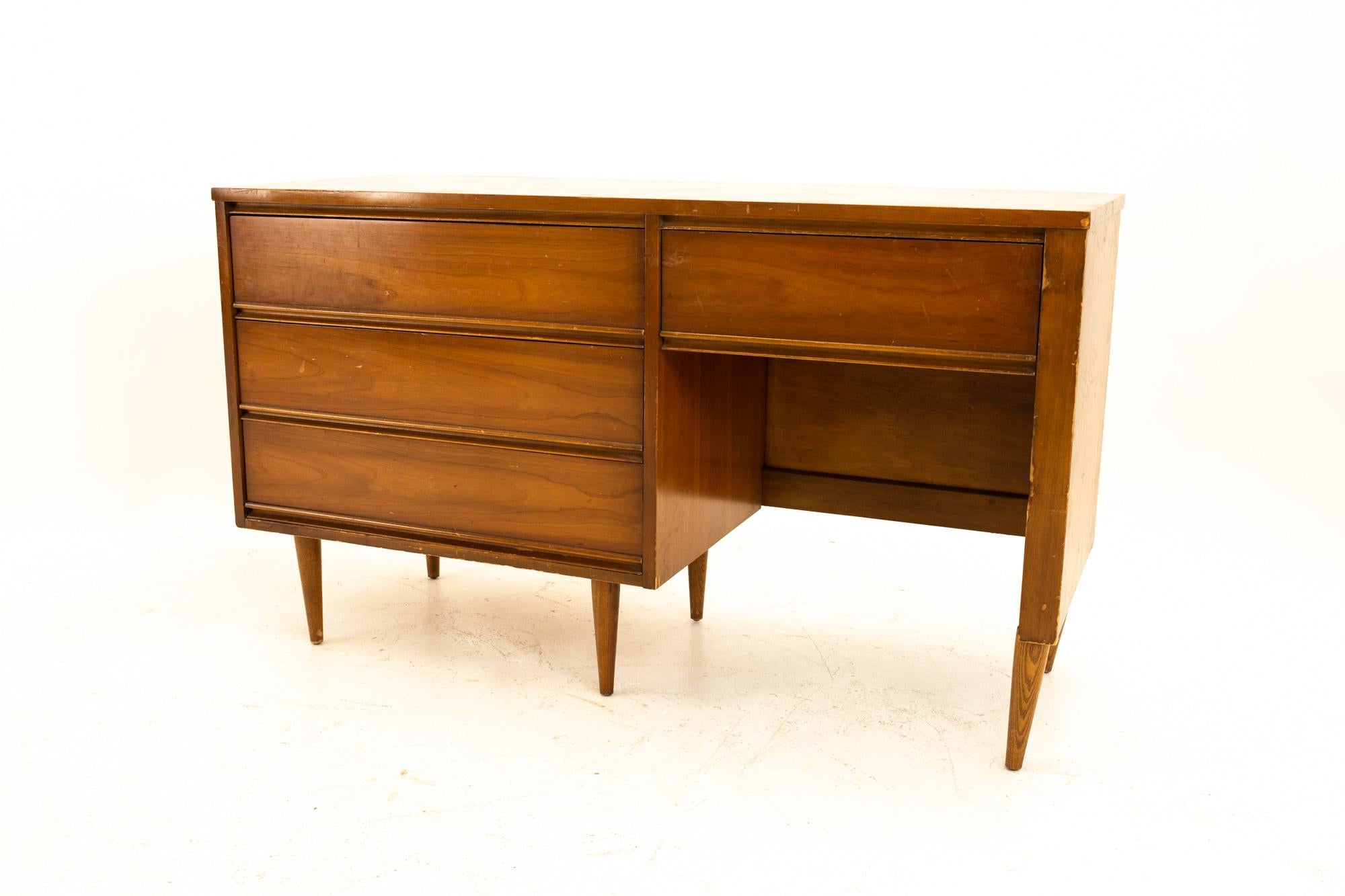 Dixie Mid Century 4-Drawer Walnut Single Sided Desk For Sale at 1stDibs ...