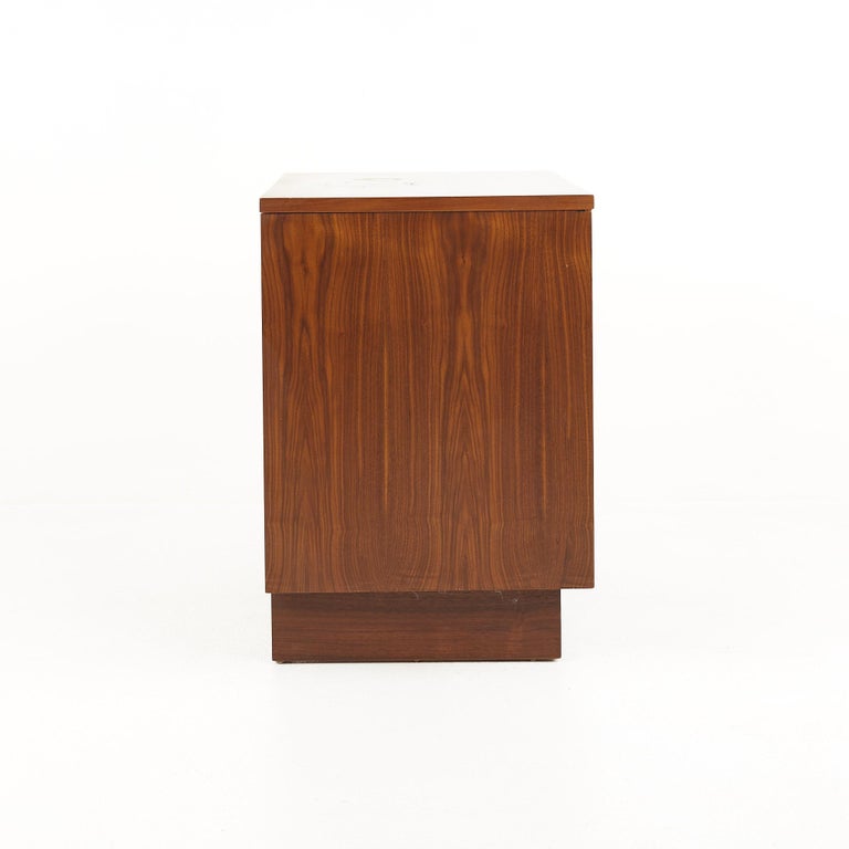 Dixie Mid Century Walnut and Chrome End Table Nightstand at 1stDibs