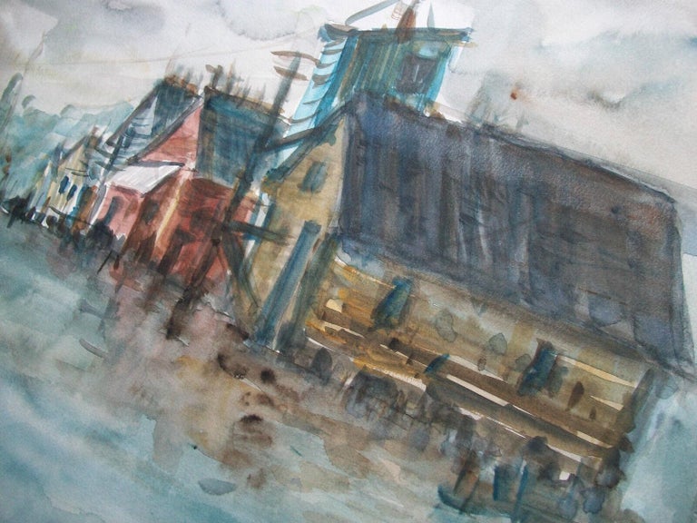 D.J. BUSH, Expressionist Watercolor Painting, Signed - Unframed, 20th ...