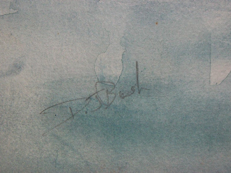 D.J. BUSH, Expressionist Watercolor Painting, Signed - Unframed, 20th ...
