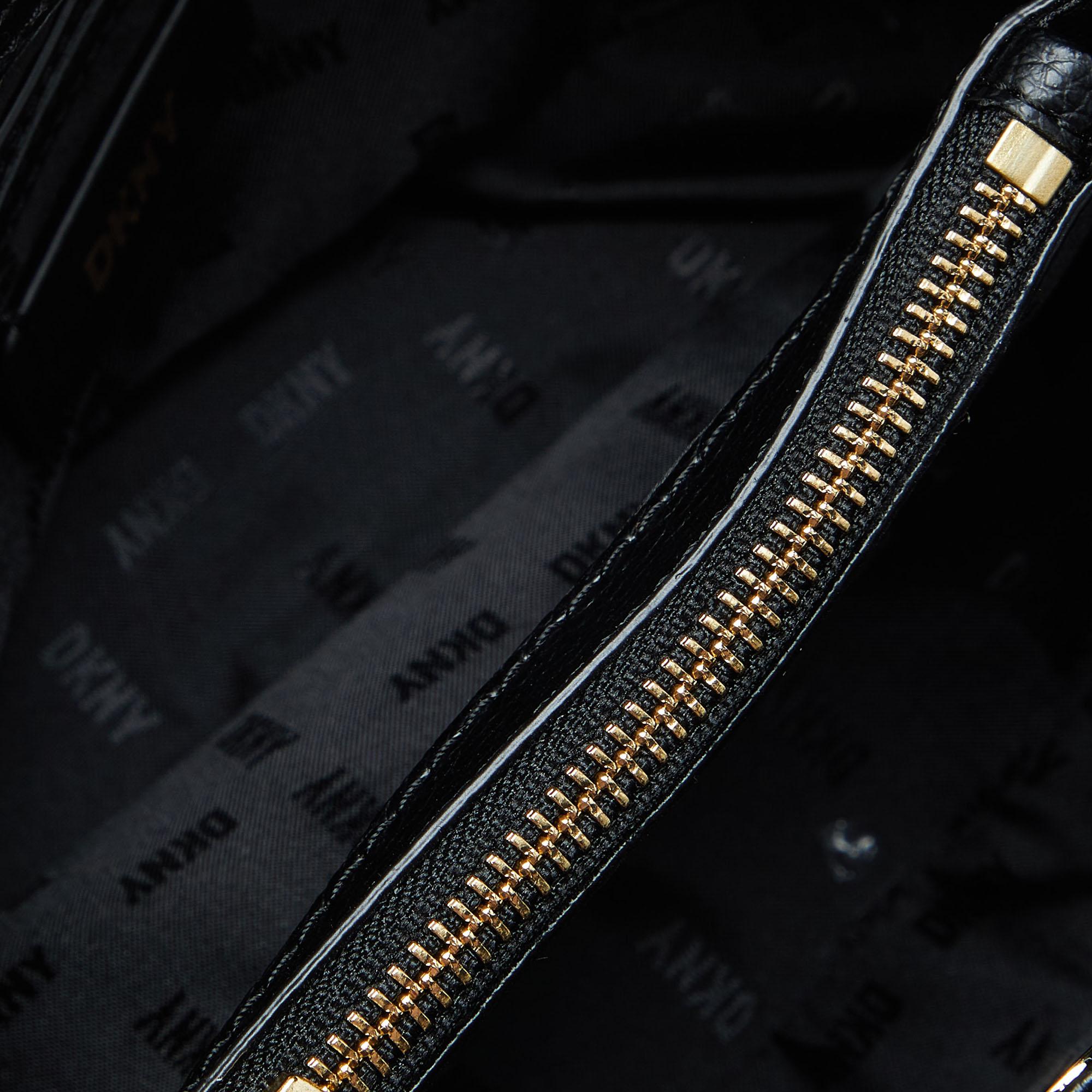 Dkny Black Signature Coated Canvas Padlock Tote For Sale at 1stDibs