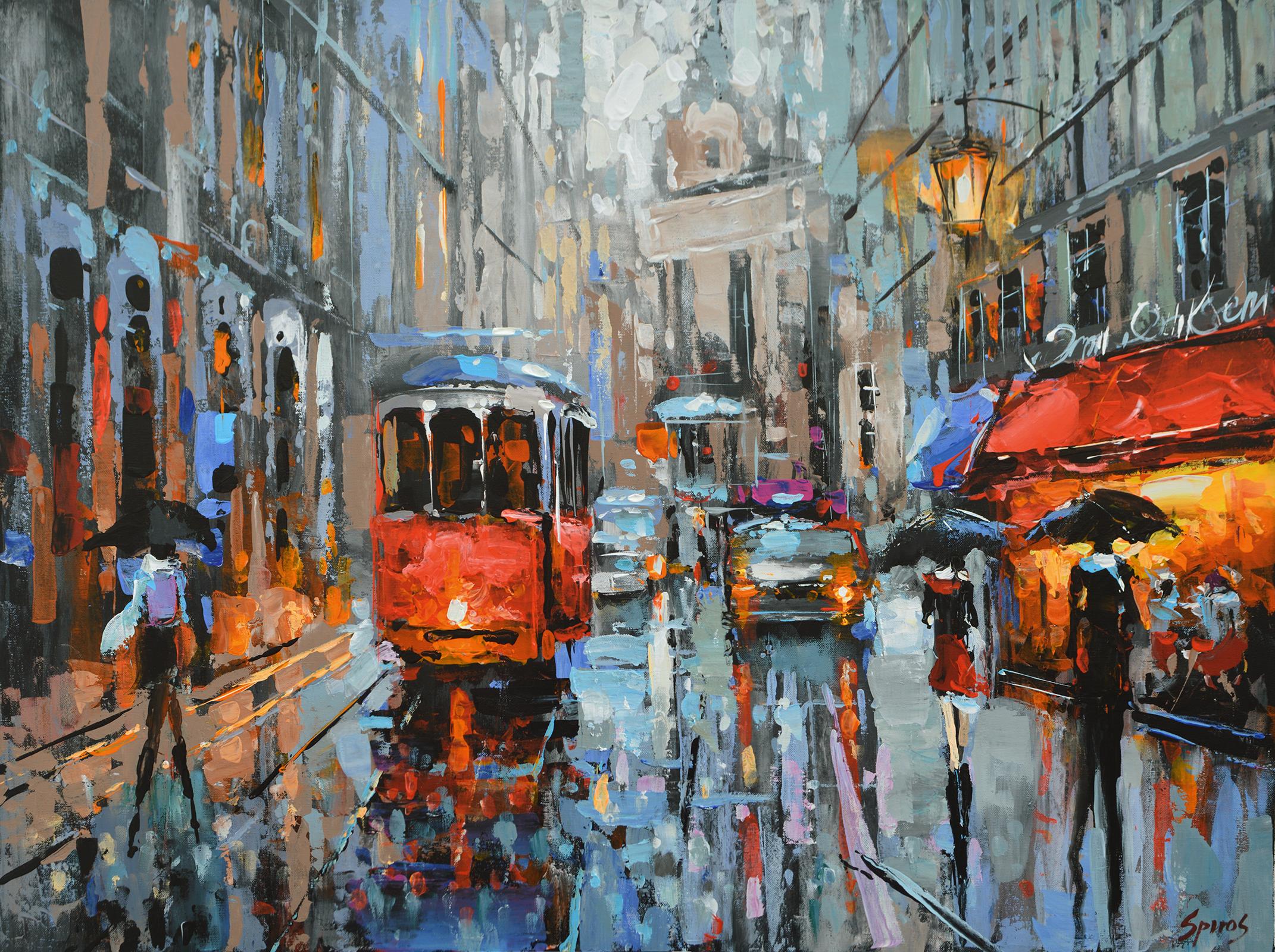 Dmitry Spiros - Rainy street For Sale at 1stDibs