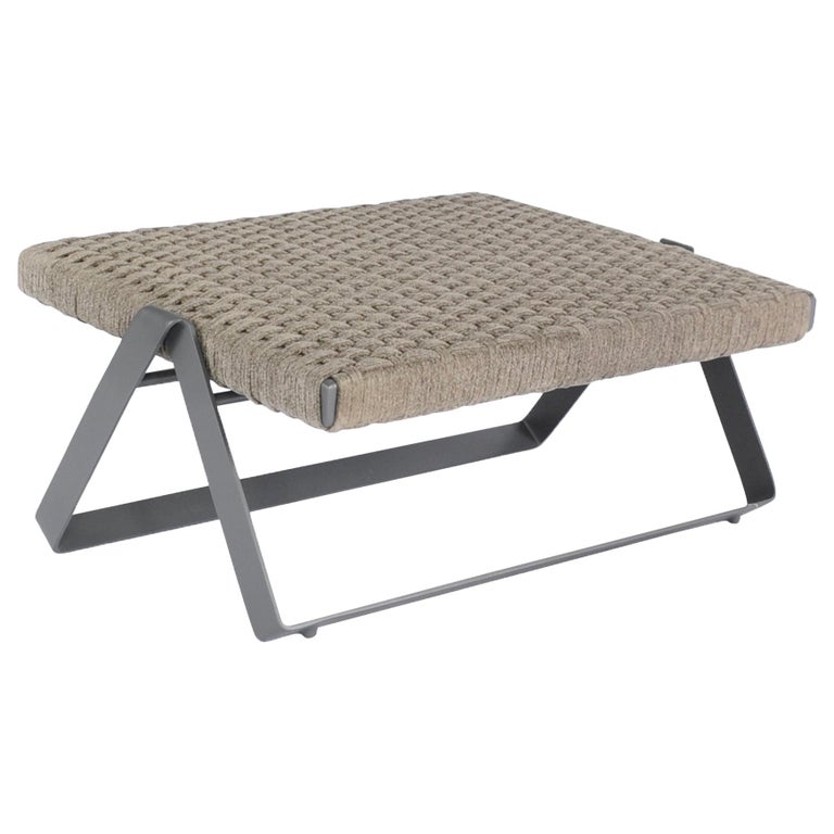 Footstool Outdoor / Indoor in gray nautical rope "Dobra" by Filipe ...