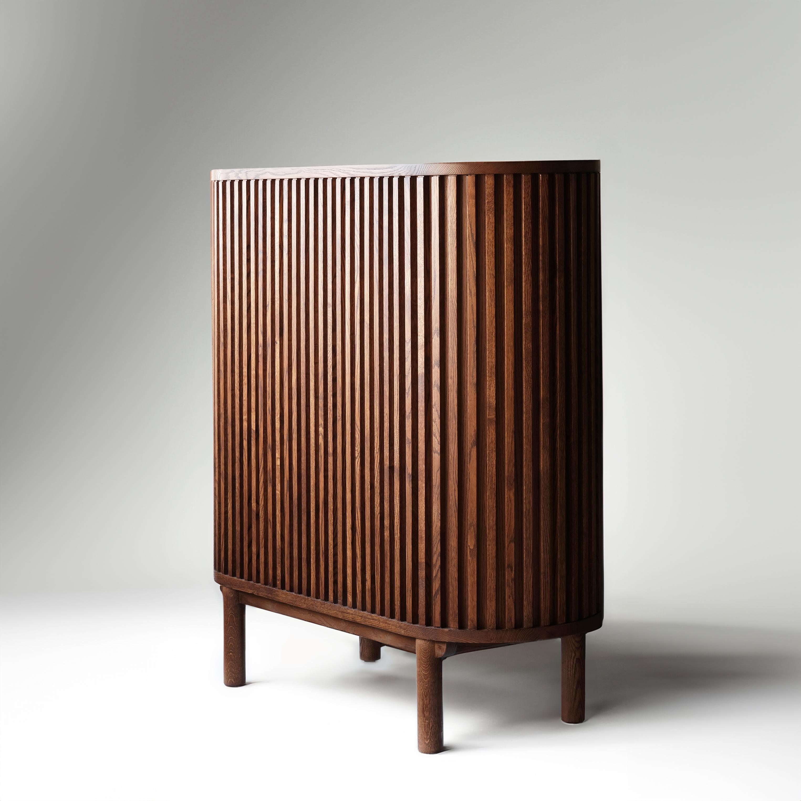 DOCIA Cocktail / Liquor / Bar Cabinet, Oak, Slatted Body For Sale at ...