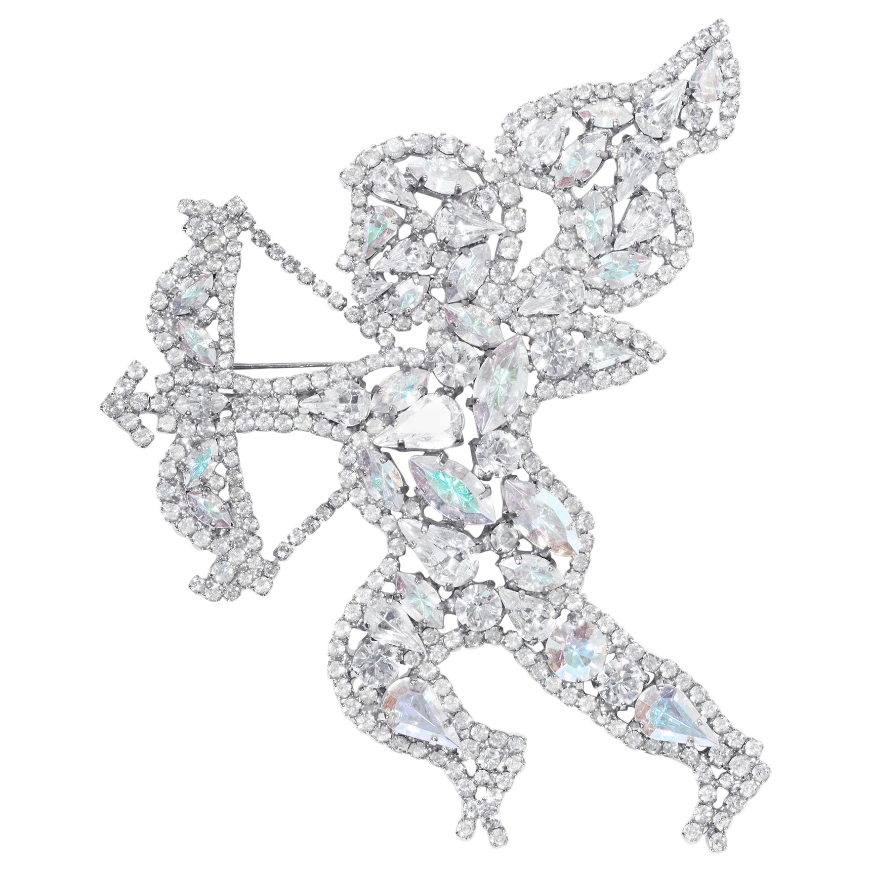 Butler and Wilson Signed BW Gold Glitter Diamanté Bird Fan Tail Brooch ...