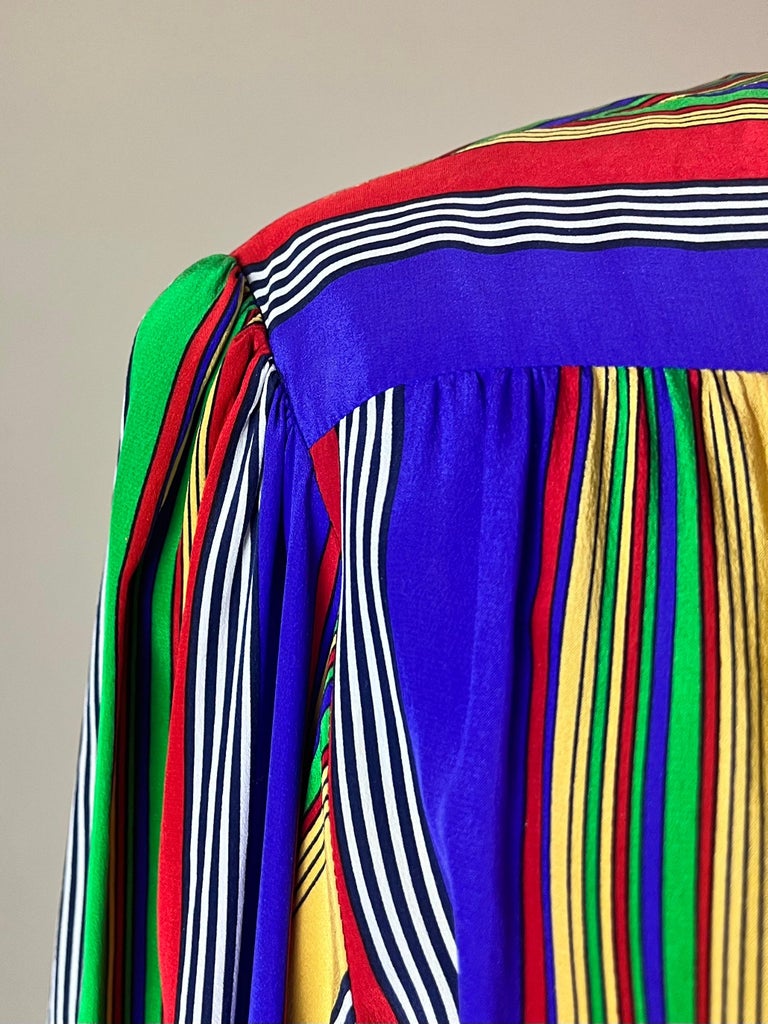 Documented 1982 Yves Saint Laurent multicolor striped dress For Sale at ...