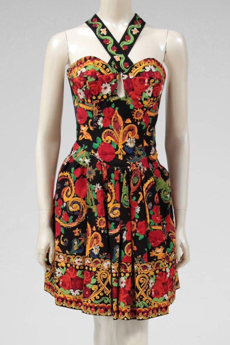 Documented Christian Lacroix Cotton and Rhinestone Print Dress, Spring ...