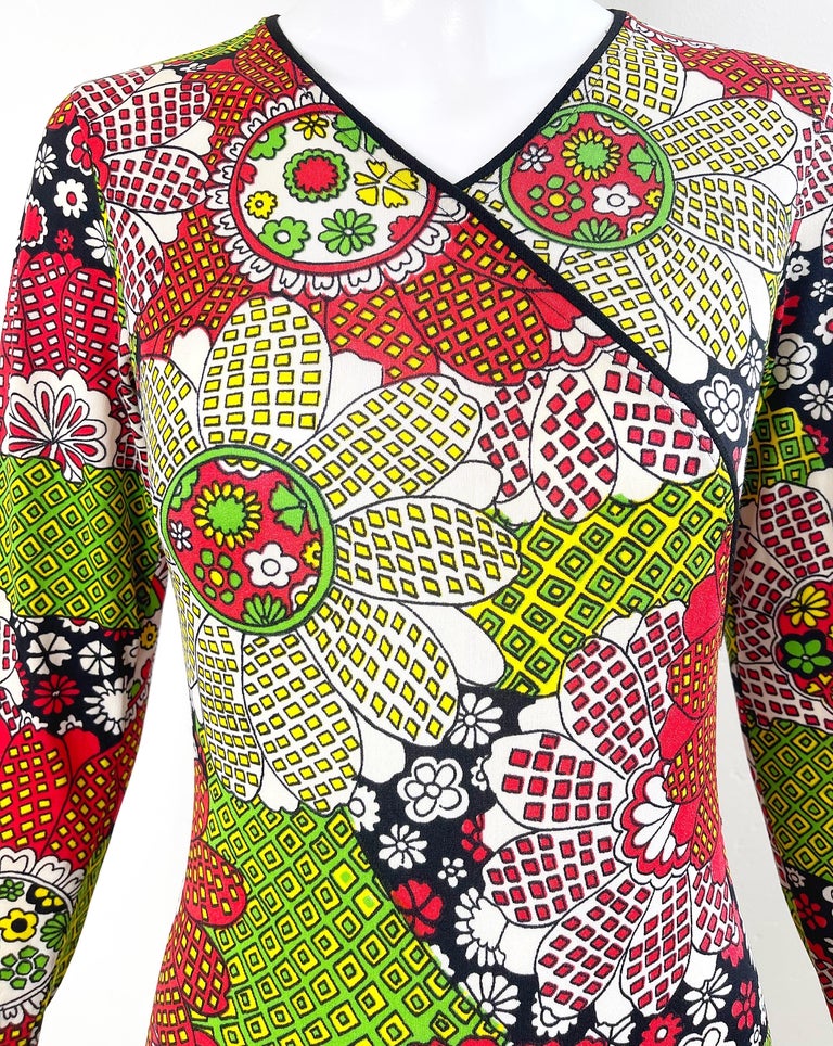 Documented Donald Brooks 1971 Flower Power 1970s Vintage 70s One Piece ...