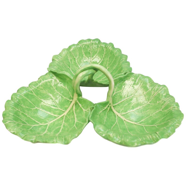 Dodie Thayer Lettuce Leaf Ware Porcelain 3 Compartment Serving Dish at ...