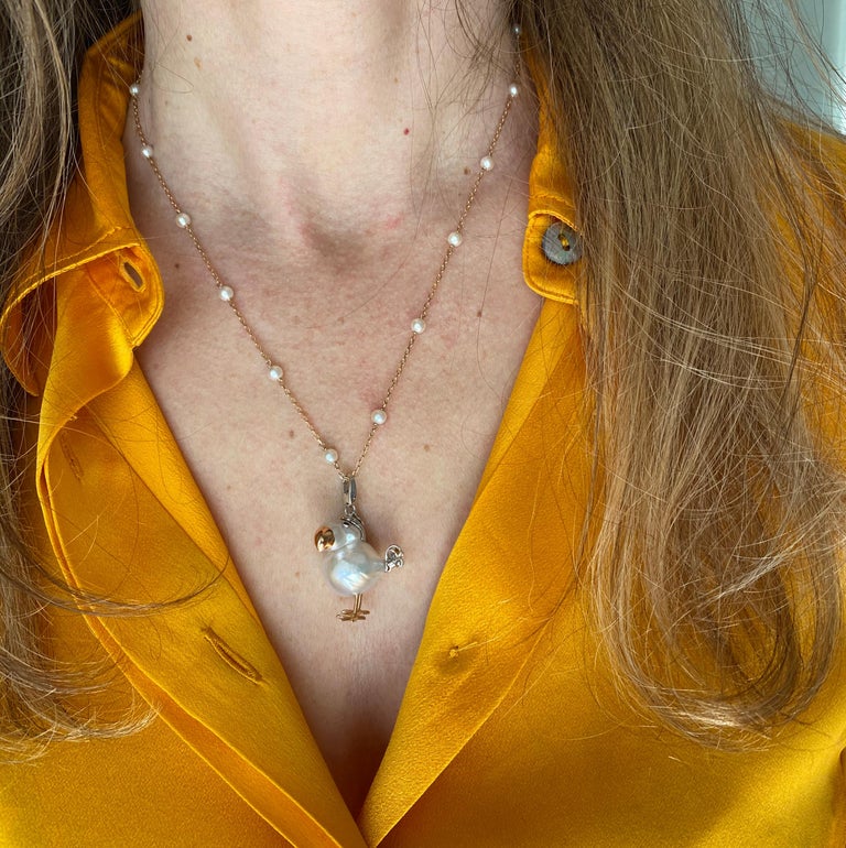 Dodo Australian Black Diamond Pearl White Red 18Kt Gold Charm Pendant ...