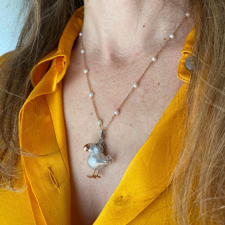 Dodo Australian Black Diamond Pearl White Red 18Kt Gold Charm Pendant ...