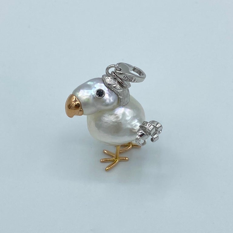 Dodo Australian Black Diamond Pearl White Red 18Kt Gold Charm Pendant ...