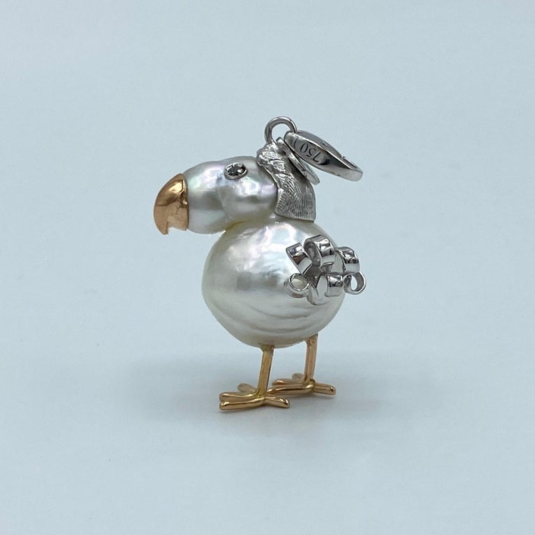 Dodo Australian Black Diamond Pearl White Red 18Kt Gold Charm Pendant ...