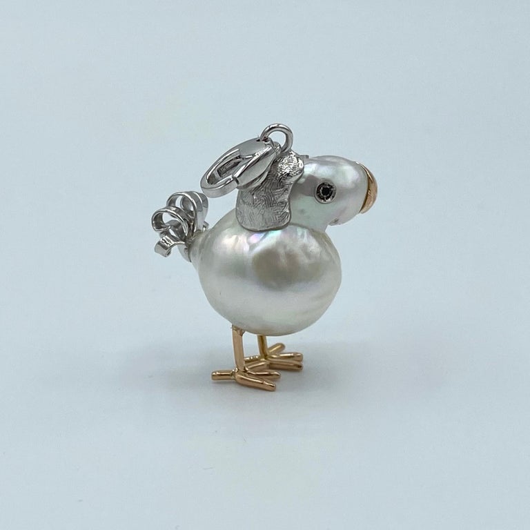Dodo Australian Black Diamond Pearl White Red 18Kt Gold Charm Pendant ...