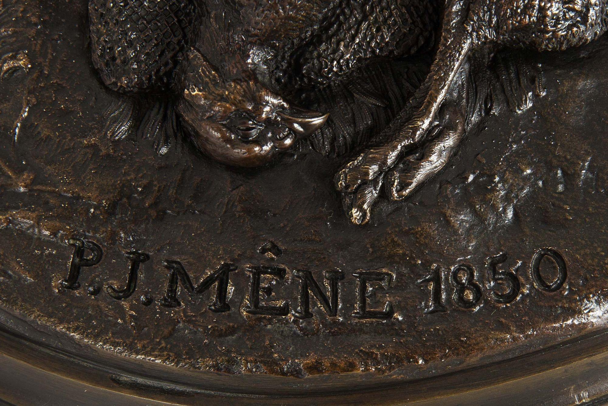 "Dog Guarding Game” Bronze Sculpture by Pierre-Jules Mêne, atelier cast ...