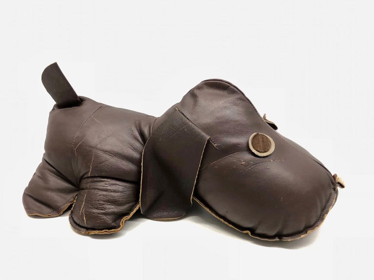 Dog Pouf Poof Pouffe Decoration Animal Made of Leather 1970s Midcentury ...