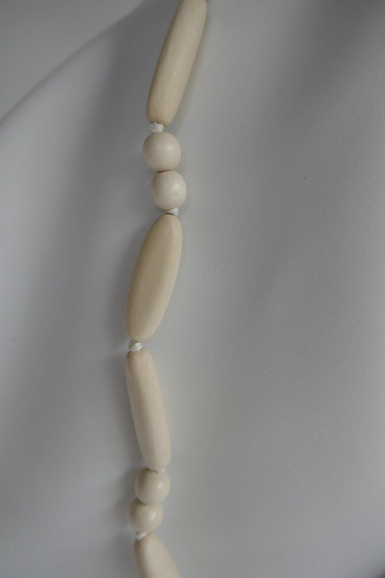 Dog Tooth Amethyst Wood Long Gemstone Necklace For Sale at 1stDibs