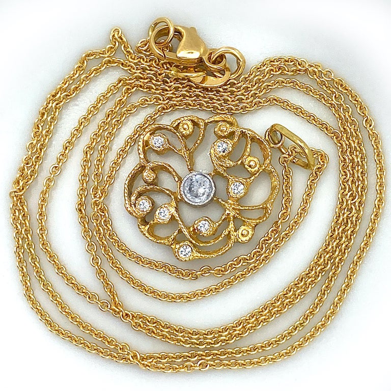 "Doily" 0.15 Carat Diamond Rondelle Pendant with Chain, All in 18 Karat ...