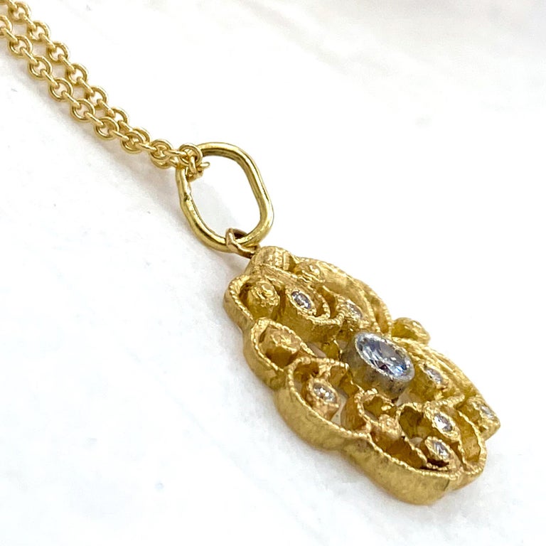 "Doily" 0.15 Carat Diamond Rondelle Pendant with Chain, All in 18 Karat ...